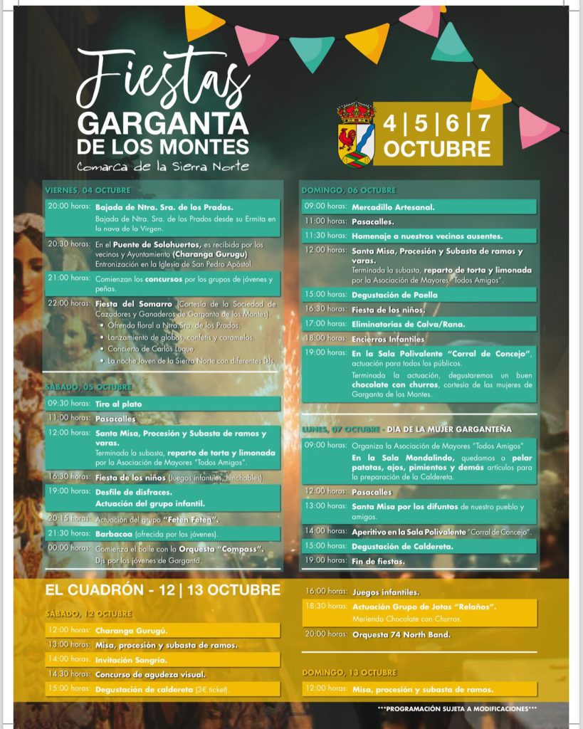 Fiestas de Garganta y El Cuadron…. – Ayuntamiento de Garganta de los Montes